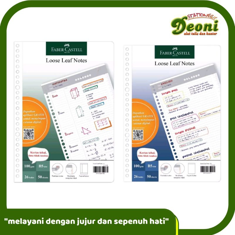 Jual Faber Castell Kertas Loose Leaf / Isi File Binder B5 50 Lembar 2 ...