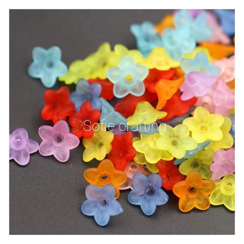 Jual (40 biji) MANIK AKRILIK BUNGA FROSTED LILY 7 mm | Shopee Indonesia