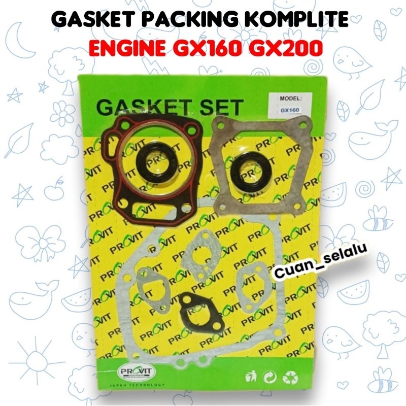 Jual Gasket | paking komplit mesin penggerak bensin GX 160 | 200 ...