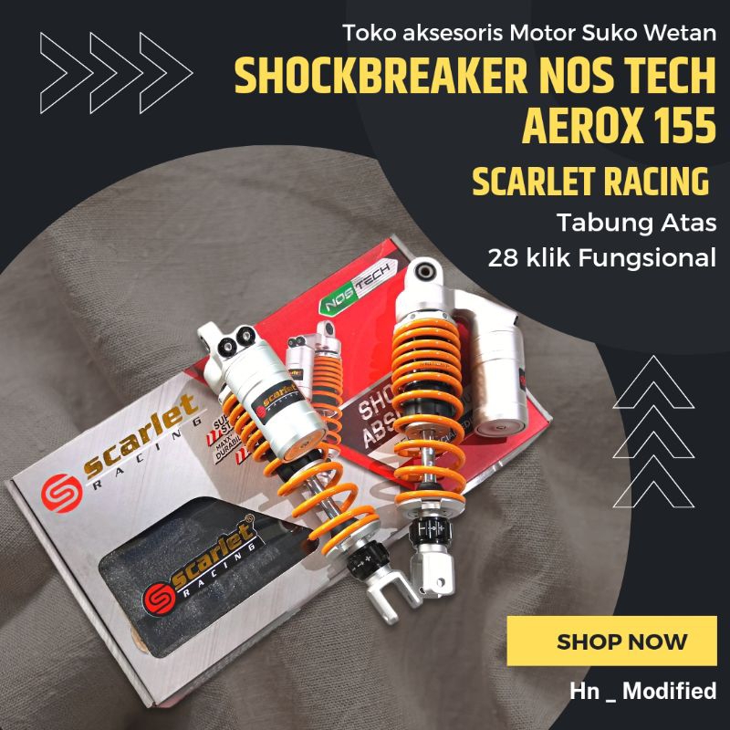 Jual SHOCK BREAKER NOS TECH SCARLET RACING YAMAHA AEROX | Shopee Indonesia