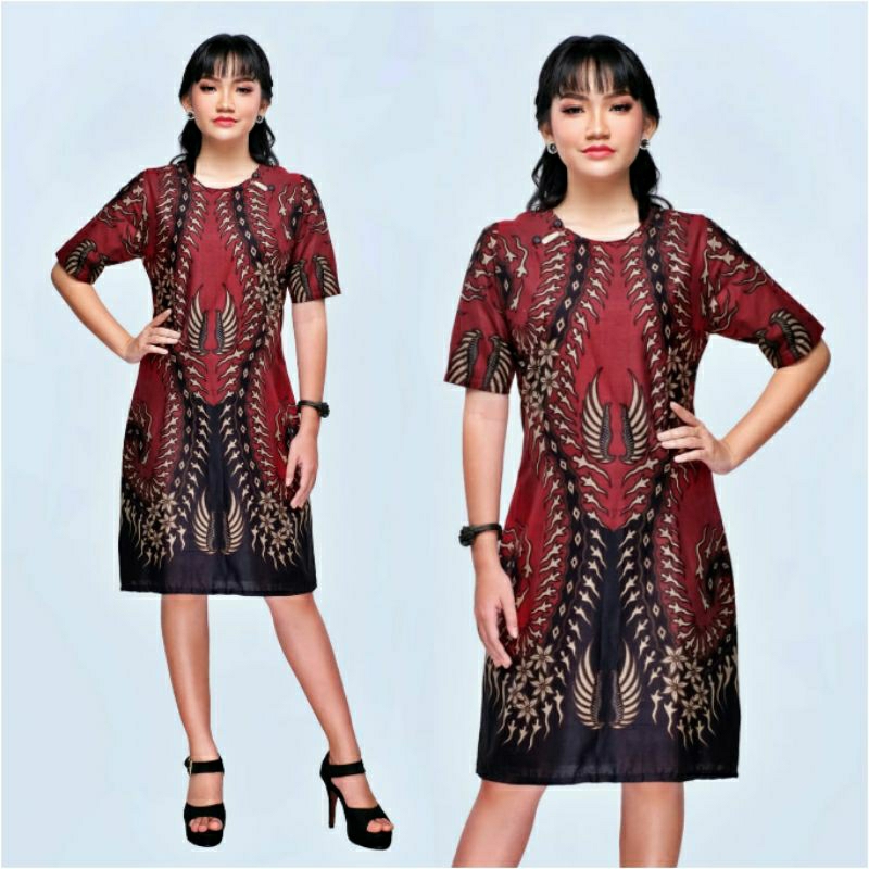 Jual Dress Batik Jumbo Modern 4L-5L Tunik Batik Big Size XXXL Seragam ...