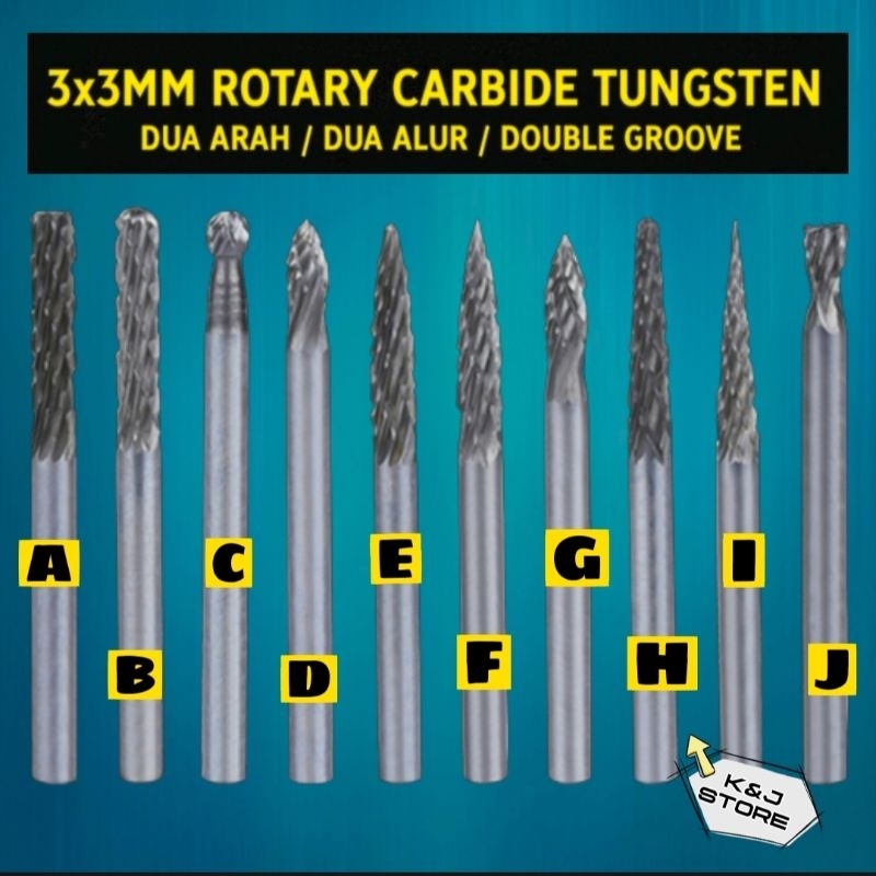Jual Mata Tuner 3x3MM Tungsten Carbide Mata Gerinda Bor Mini Bor Cun ...