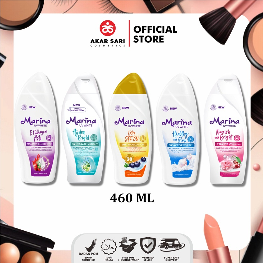 Jual MARINA UV WHITE HAND & BODY LOTION - 460 ml | Shopee Indonesia