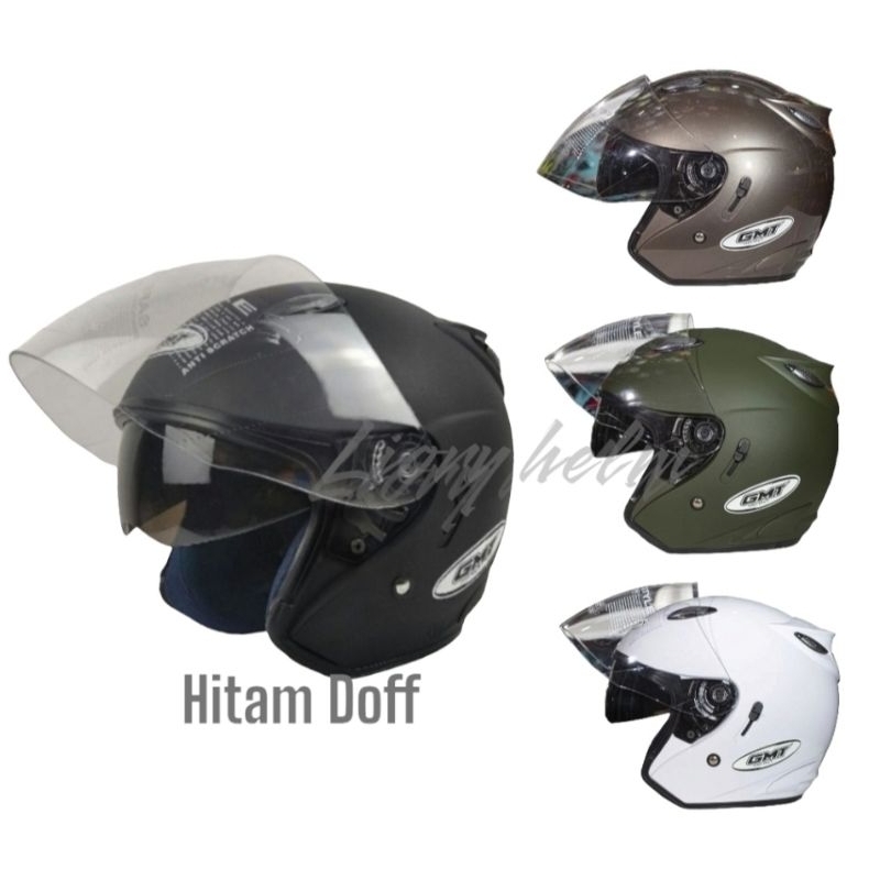 Jual HELM SEPEDA MOTOR HELM HALF FACE GMT/HELM DOUBLE VISOR/HELM MOTOR ...