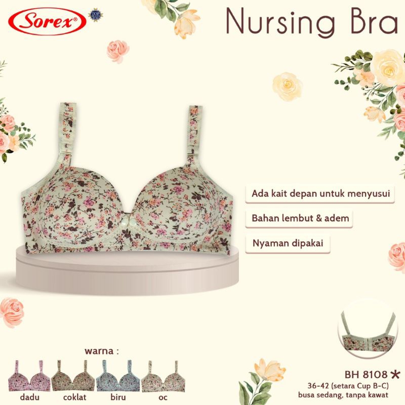 Jual Sorex Bra Menyusui Motif Bunga Cantik Nursing Bra 8108 Tanpa Kawat ...