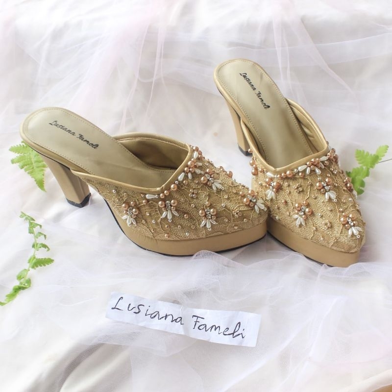 Jual WOOJIN I Sepatu pesta heels pengantin warna GOLD Hak 9 - 10 cm ...