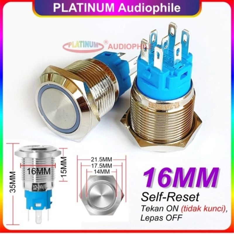 Jual Saklar On Off Stainless RGB LED Metal Push Button Switch RGB 16MM ...