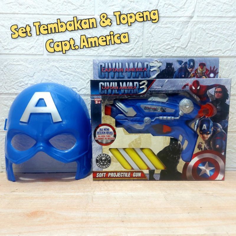 Jual Mainan Set Tembakan Nerf dan Topeng Capt America Cosplay Anak Laki ...