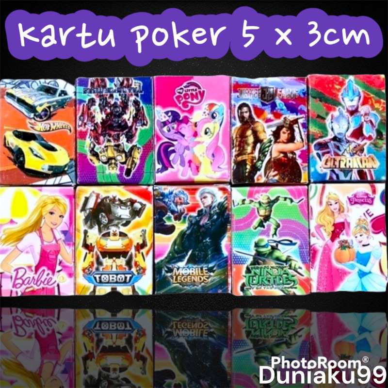 Jual mainan kartu poker mini karakter / mainan kartu remi karakter ...