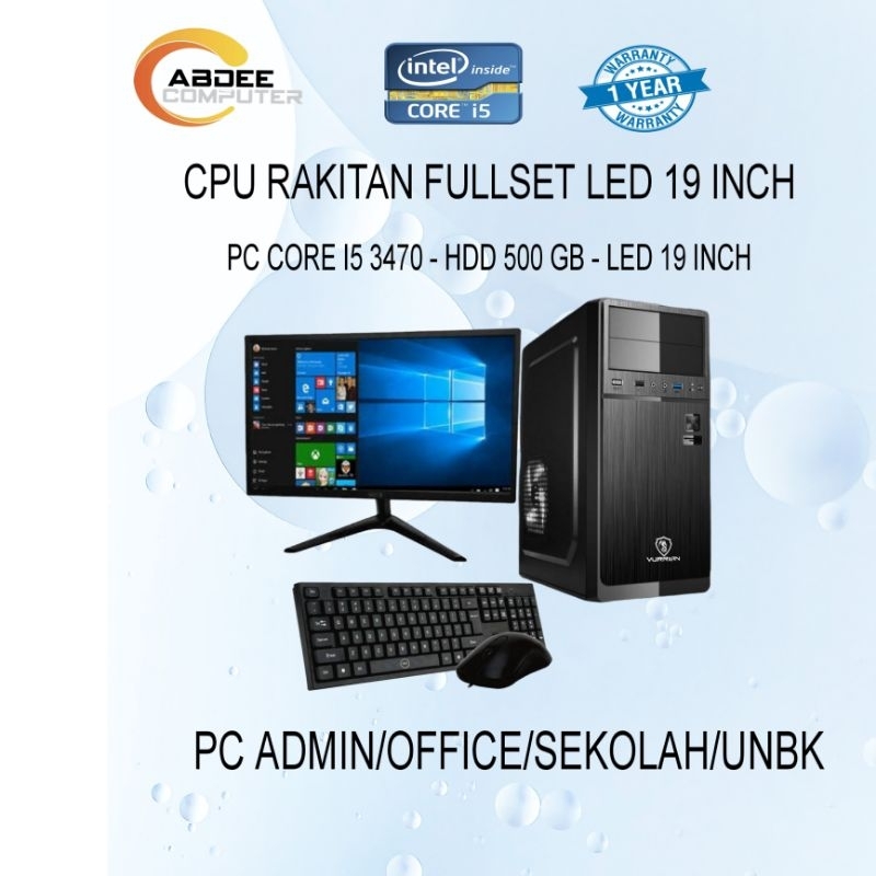 Jual CPU Rakitan Pc Core I5 Ram 8 GB Ssd 256 Gb Hdd 500 Gb Gb Led 24 in ...