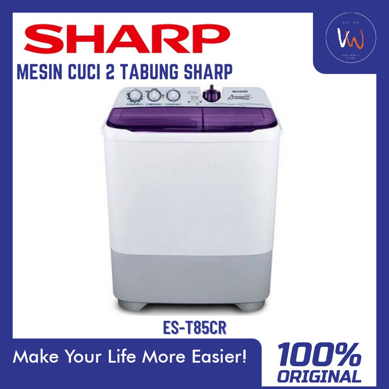 Jual Mesin Cuci 2 Tabung Sharp ES-T85CR / ES-T95CR Kapasitas 8Kg / 9Kg ...