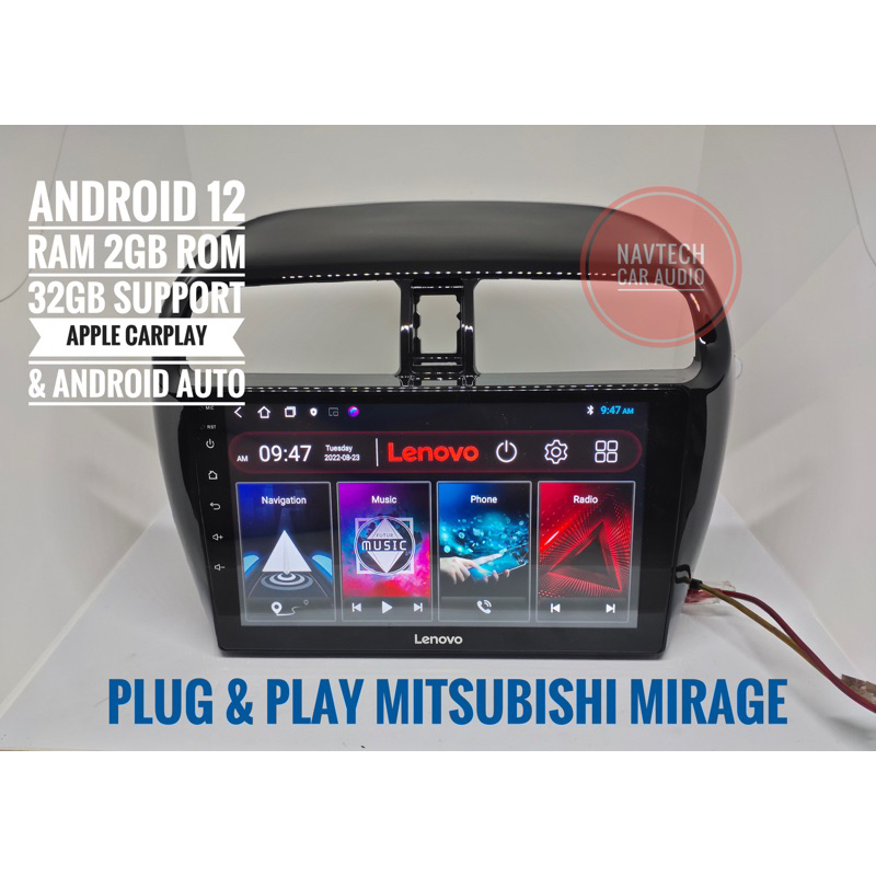 Jual Head unit android 9 inch 2GB Mitsubishi Mirage Brand Lenovo ...