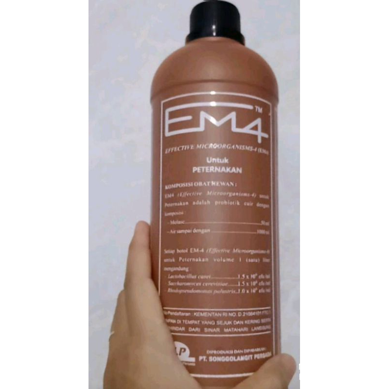 Jual EM4 Peternakan Pada Unggas 1 Liter Dan 500 Gram Botol Warna Coklat ...