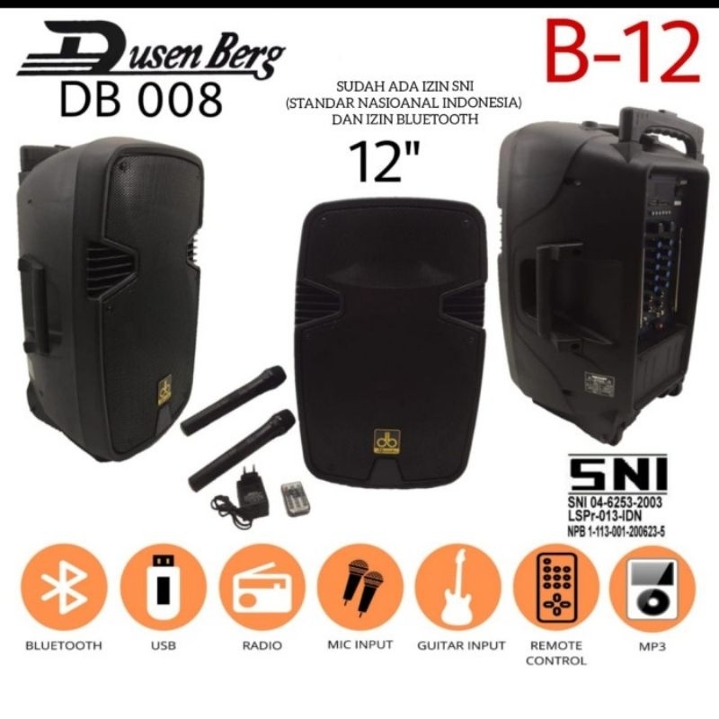 Jual Speaker Portable Wireless Dusen Berg DB 008 B12 ( 12 inch ) Original | Shopee Indonesia