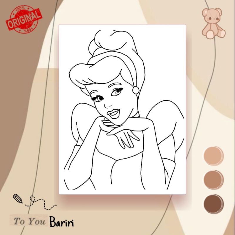 Jual Gambar Sketsa Mewarnai | PRINCESS | Sketsa lukis | Sketsa Sablon ...