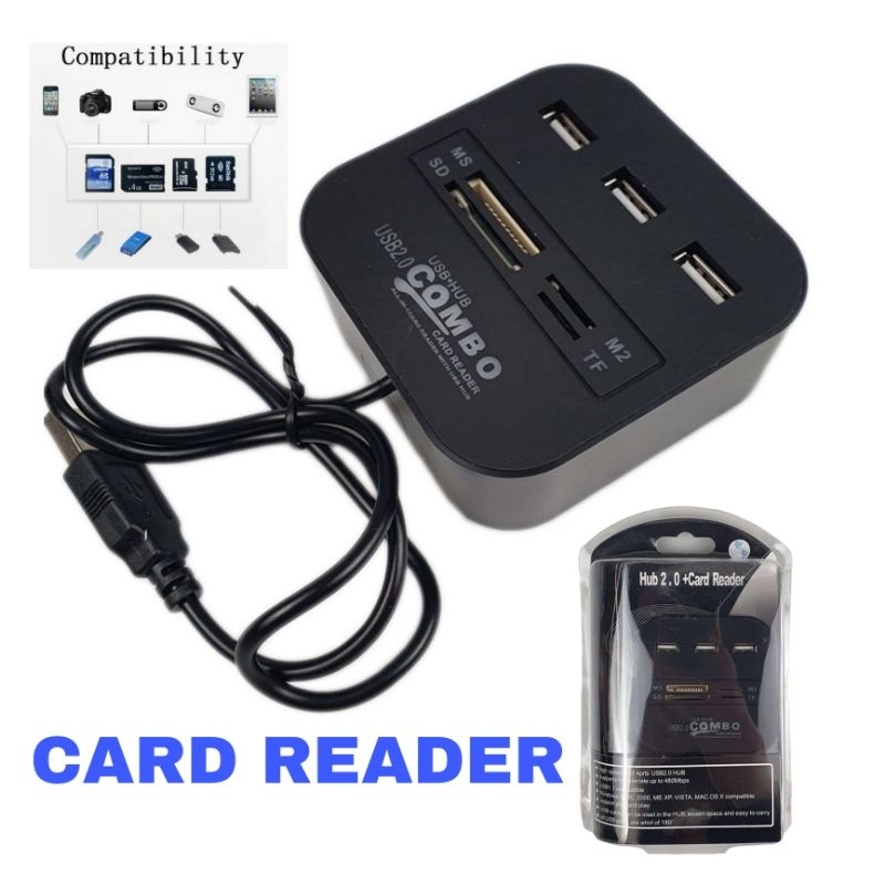 Jual Card Reader Combo Multi + 3 USB HUB 2.0 Splitter Cardreader SD ...