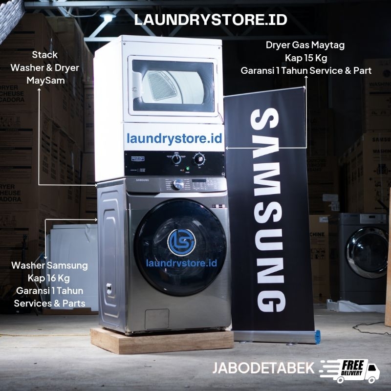 Jual Stack Mesin Cuci Samsung 16 Kg Frontload Dan Mesin Pengering Gas ...