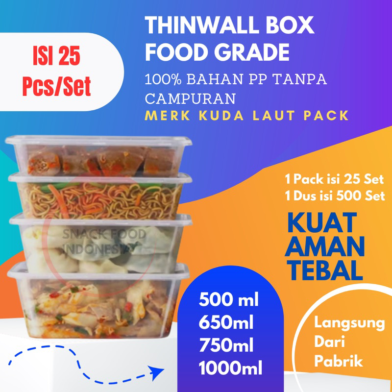 Jual Thinwall Box/ Ukuran 500, 650, 750, 1000ml / 1 Pack Isi 25 Pcs / Food Grade / Kuat Aman ...