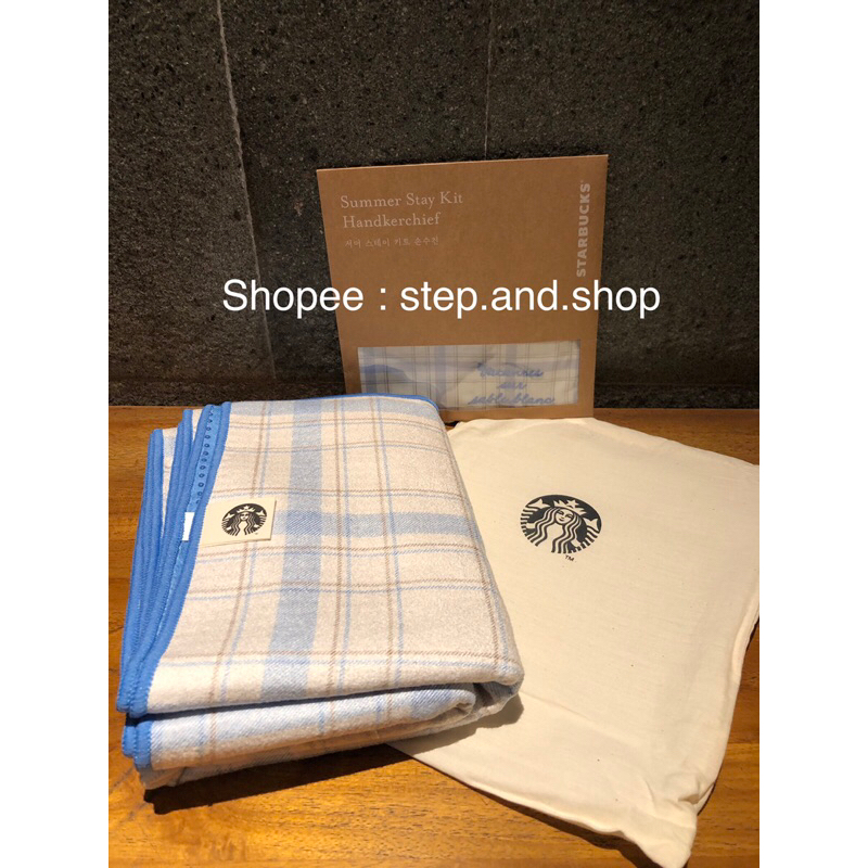 Jual Starbucks Korea Table Cloth Mat with Handkerchief - Blue Flanel ...