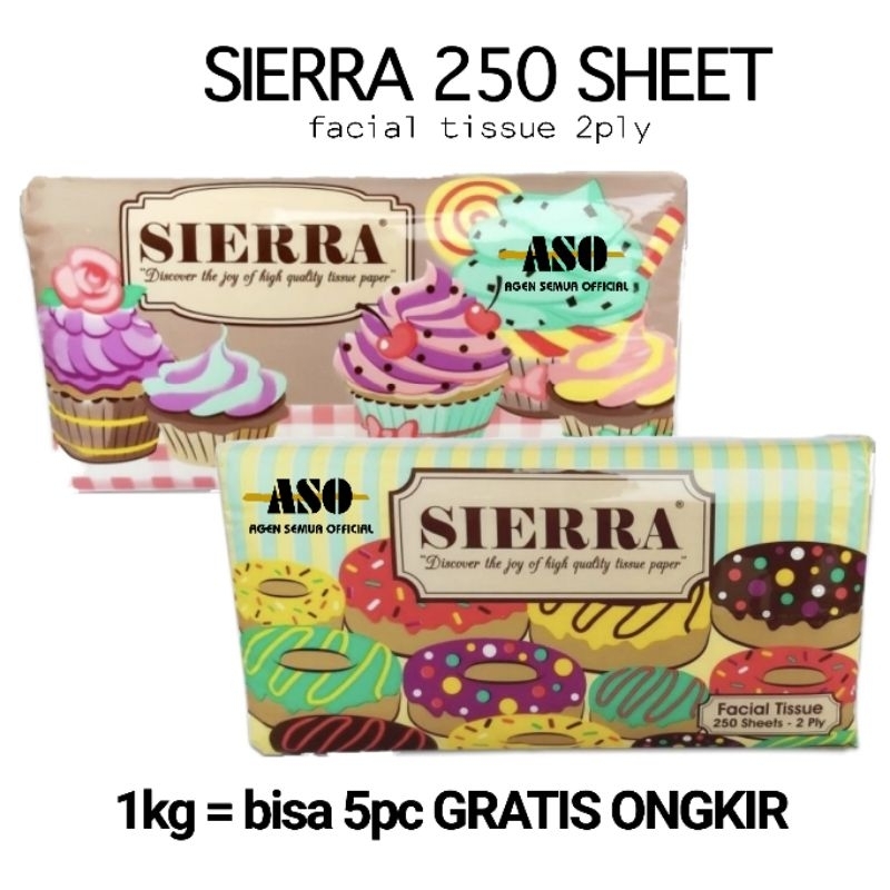 Jual Tisu Tissue SIERRA 250 sheets Facial tissue 2ply tisu wajah PROMO ...