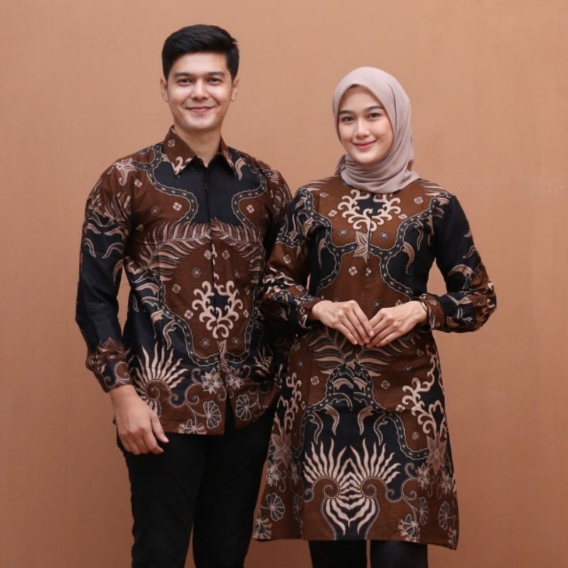 Jual Batik Tunik Couple Modern Set Pakaian Kemeja Batik Pria Couple ...