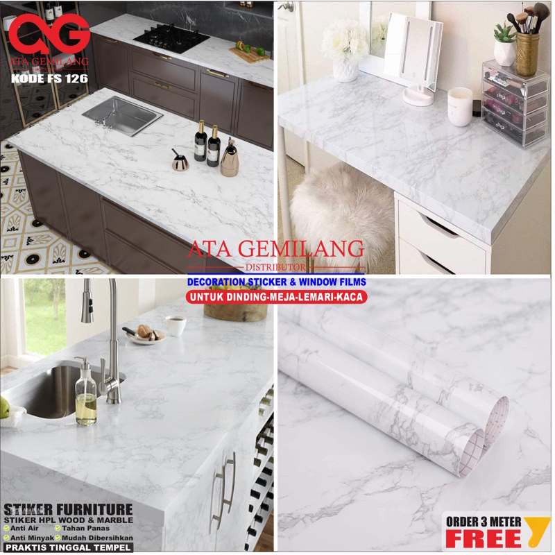 Jual Stiker Marmer Stiker Dinding Wallpaper Marble Glosy Lebar 122CM ...