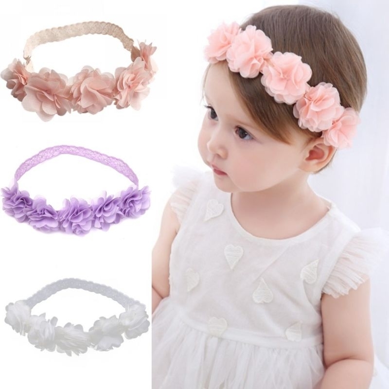 Jual Bandana Bando anak Bayi Perempuan Bunga Rampel Lace Ala Korea ...