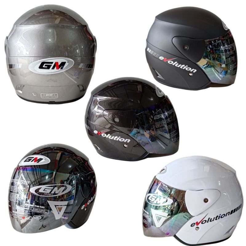 Jual helm gm evolution solid ORIGINAL GM warna putih,hitam/hitam doff ...