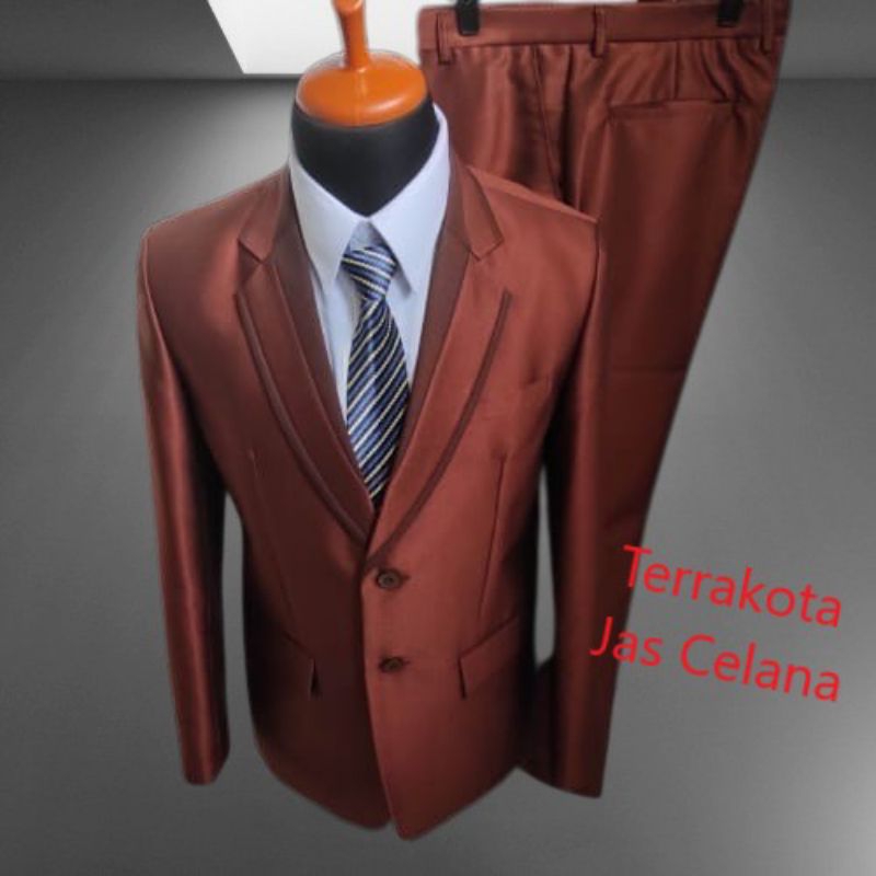 Jual 1 Setel jas Terracota semi wol jas wedding, jas pernikahan ...