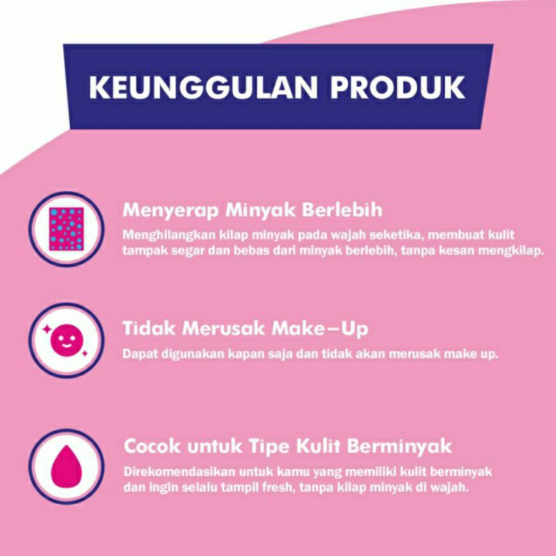 Jual Clean & Clear Oil Control Film Face Paper Kertas Minyak Wajah Pink ...
