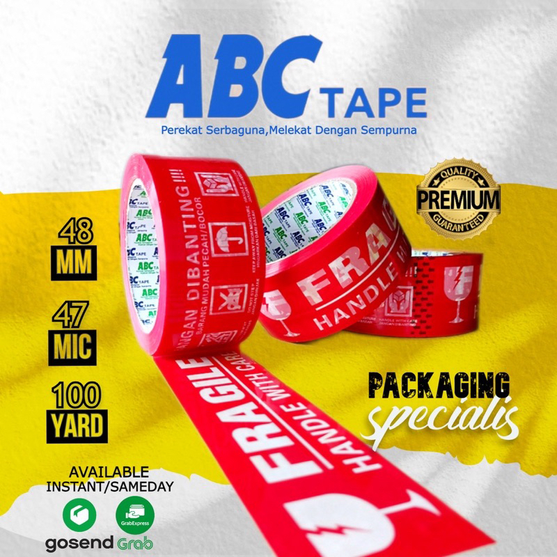 Jual LAKBAN FRAGILE MERK ABC | Shopee Indonesia