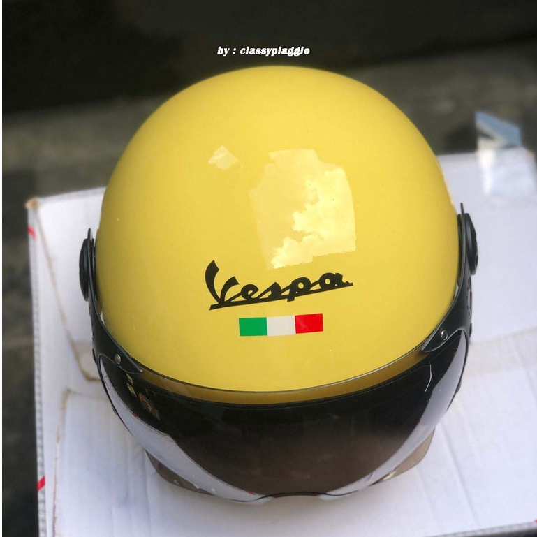 Jual Helm Vespa Retro Kuning + Visor | Shopee Indonesia