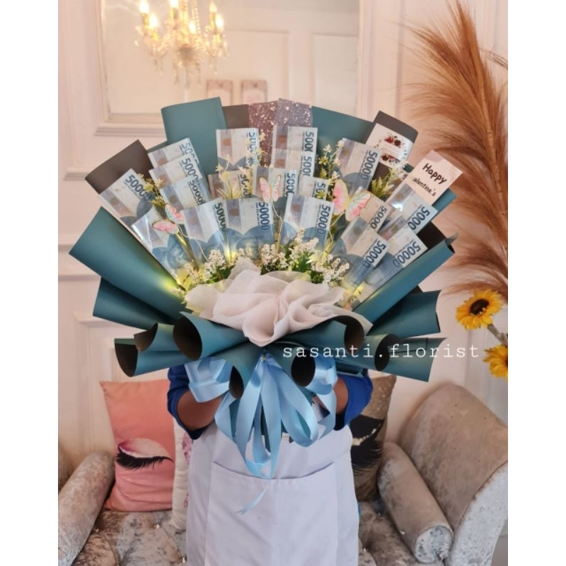 Jual Buket Bunga Flowers Bouquet Uang slot 20 lembar Bucket Wisuda ...