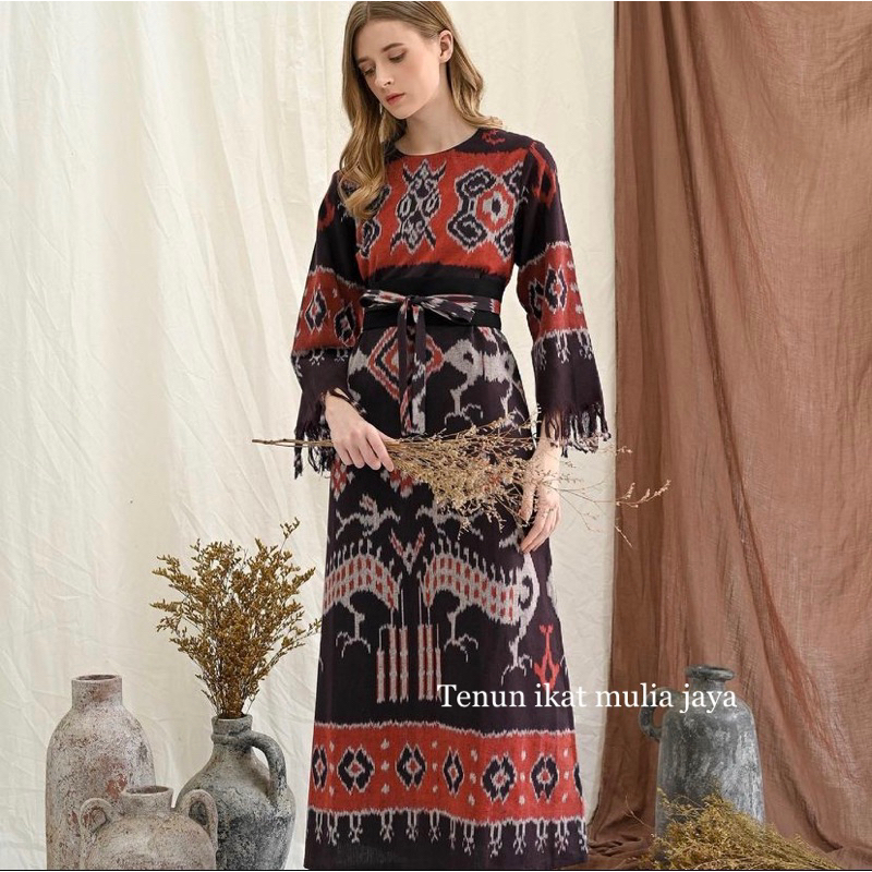 Jual dress gamis tunik maxi tenun sumba ntt original | Shopee Indonesia