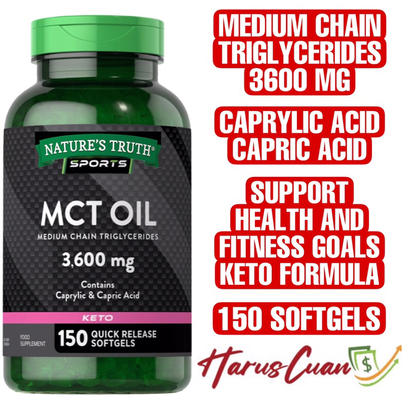 Jual Nature’s Truth MCT oil 3600 mg 150 Softgels Caprylic Capric Acid ...