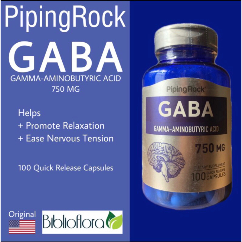 Jual Piping Rock GABA 750 mg 100 Capsules Gamma Aminobutyric Acid Stress | Shopee Indonesia