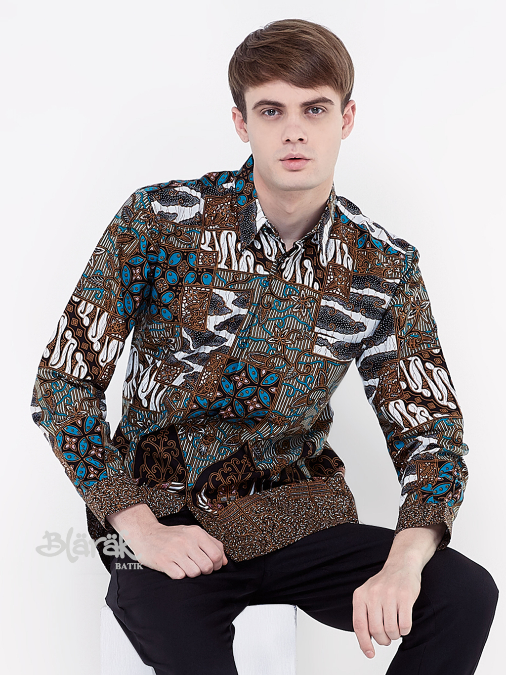 Jual BLARAK - Baju Batik Pria Mega Mendung Abu Abu | Shopee Indonesia