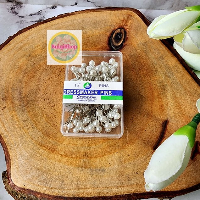 Jual Jarum pentul hijab putih mutiara dressmaker pins pin jarum pentol ...