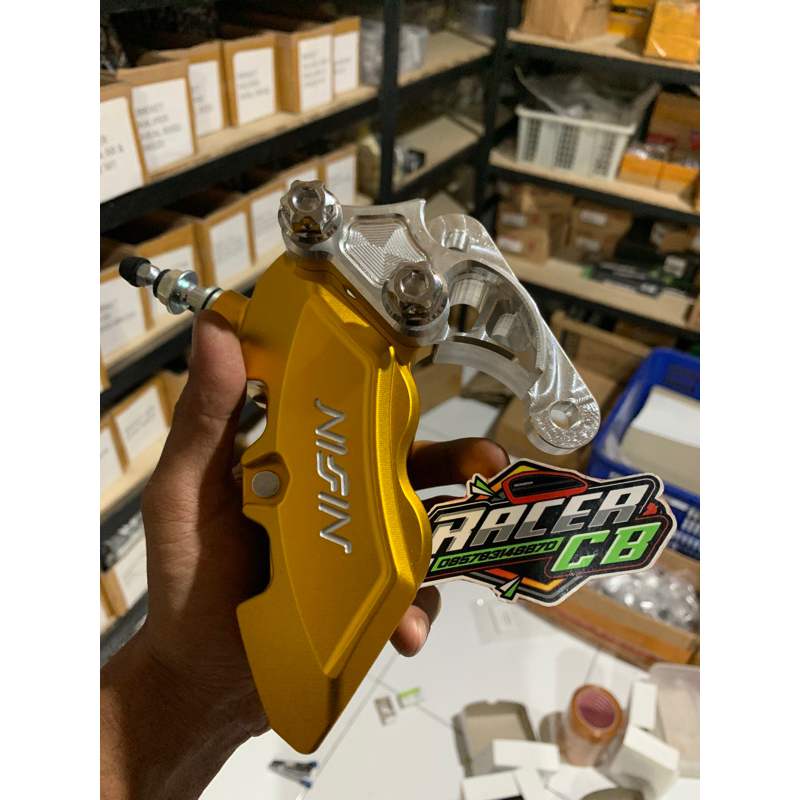 Jual kaliper nissin axial 4P 4 piston cnc set breket disc300 pnp fizr jupiter nuvo/ gorila ...