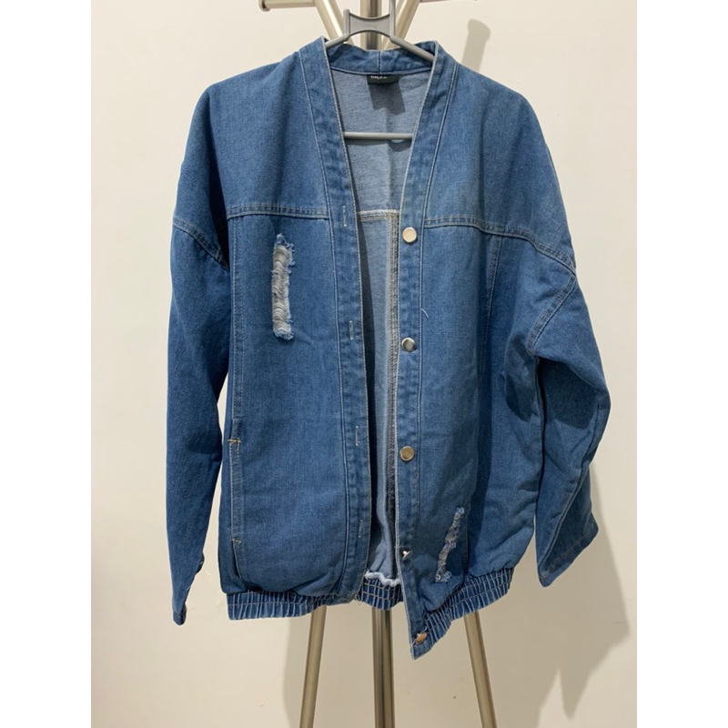 Jual bomber jacket jeans outer denim | Shopee Indonesia