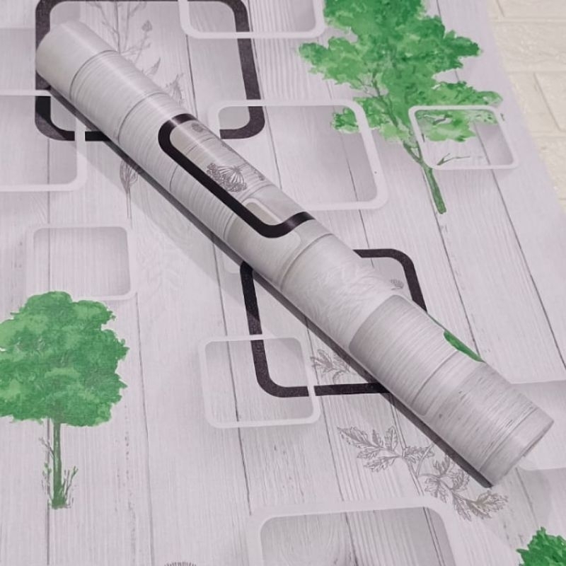 Jual Wallpaper Dinding Giris Kotak Daun / Sticker Dinding Garis Kotak Daun Hijau Modern Elegan ...