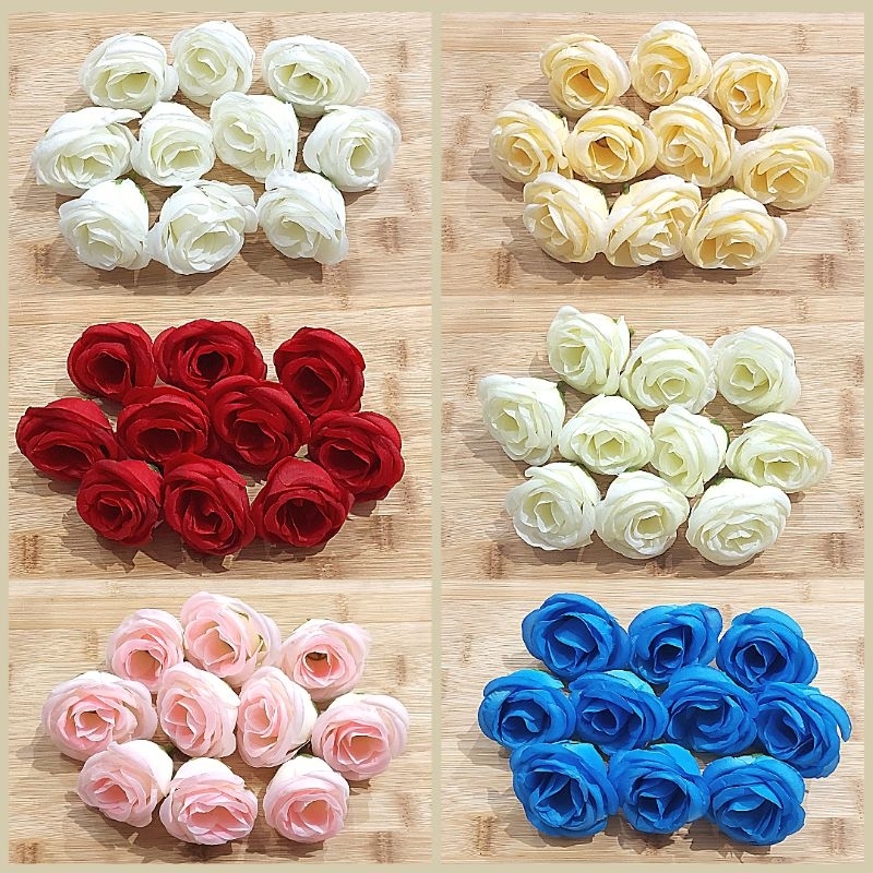 Jual B071 Kuntum Kepala Bunga Mawar Kecil Rose Tropis Tanpa Tangkai 4cm bunga rose mawar ...