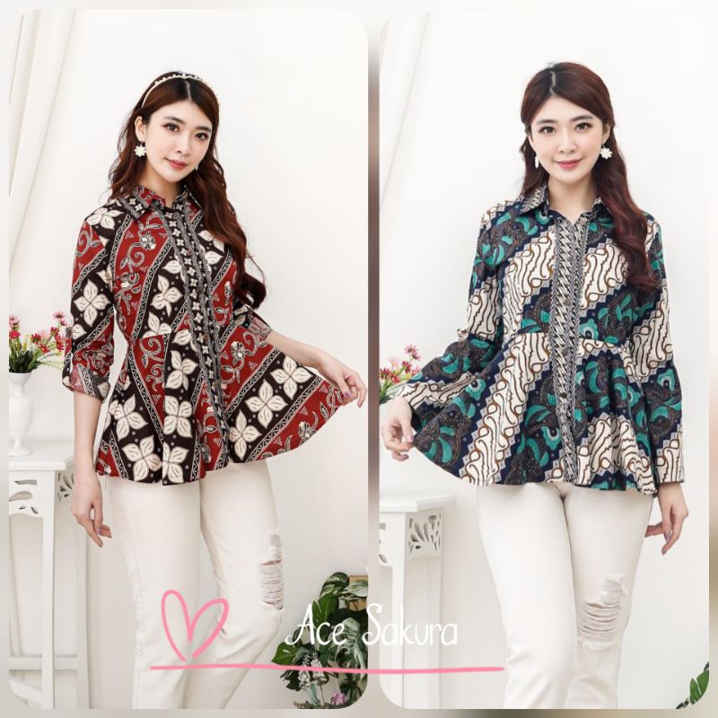 Jual Kemeja Blouse Batik 179 Modern Atasan Etnik Wanita Murah Baju