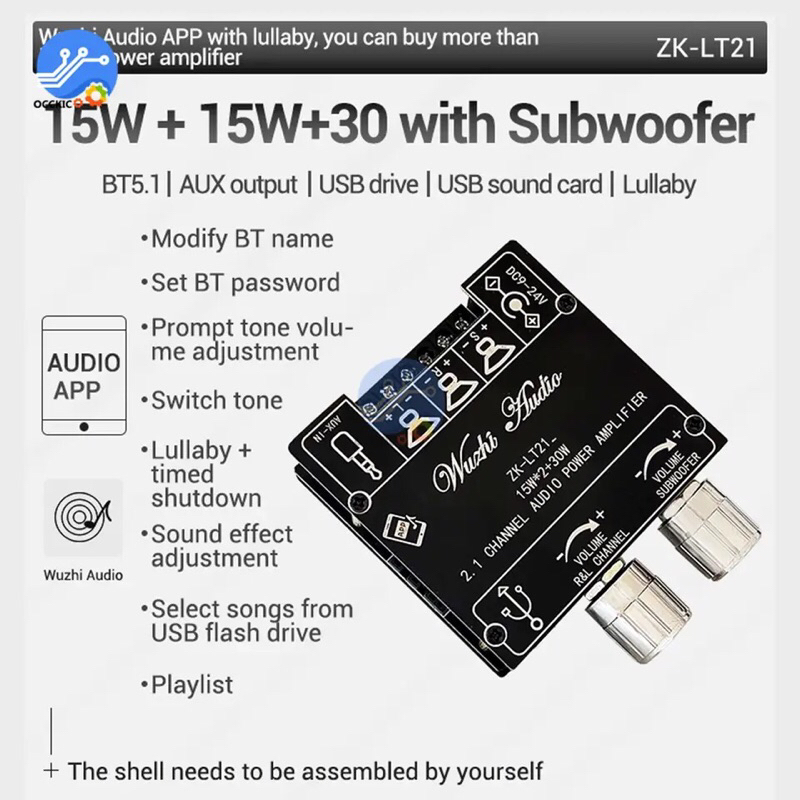 Jual Zk-LT21 Wuzhi Bluetooth Audio Digital Power Amplifier Board Module 2.1 Channel | Shopee ...