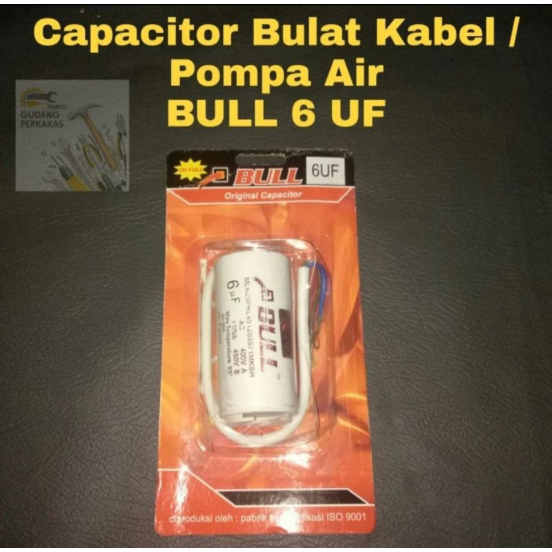 Jual Capasitor Bulat Kabel 6 UF BULL - Capacitor Tabung Kapasitor Pompa ...