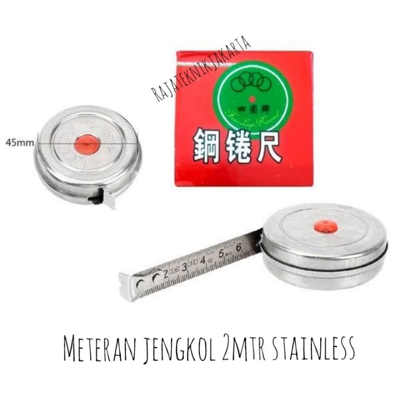 Jual Meteran Mini Bulat Jengkol 2 meter / Meteran Murah Stainless 2 mtr ...