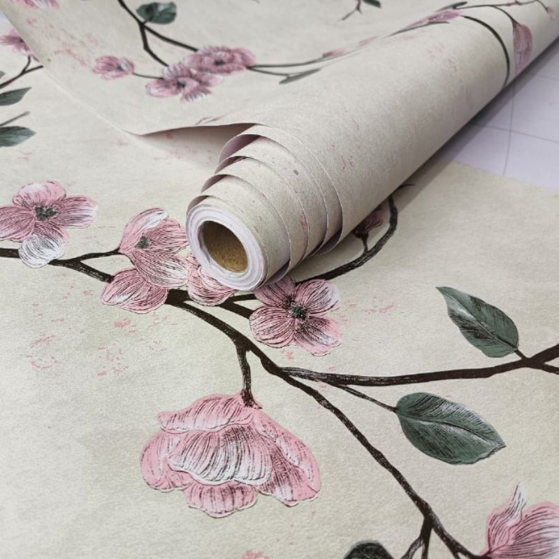 Jual Wallpaper Dinding Putih Gading Daun / Sticker Dinding Putih Gading ...
