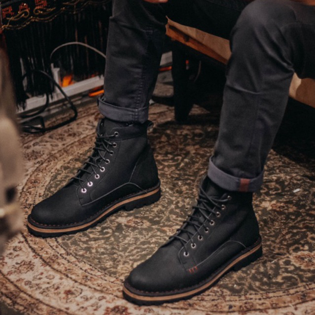 Jual Sepatu Kulit Asli - Tigga Boots Black by Akar NFYR | Shopee Indonesia
