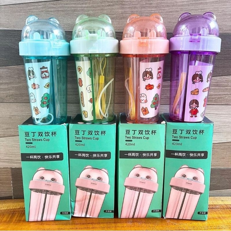 Jual botol 2 sisi 420ml,botol minum 2 sisi,tumbler 2 sisi,botol viral 2 ...