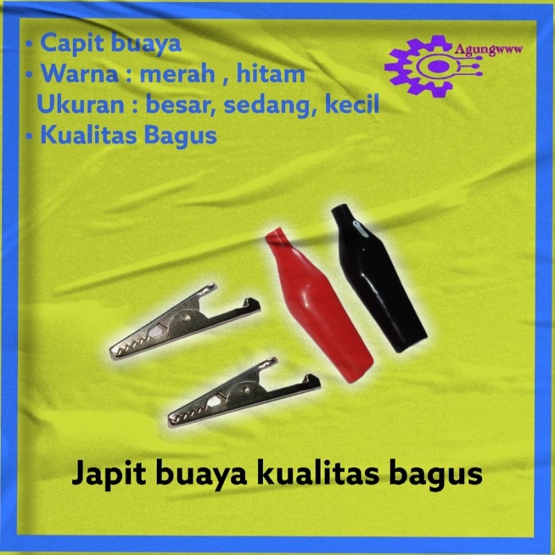 Jual capit buaya alligator clip jepitan kabel merah hitam kecil sedang ...